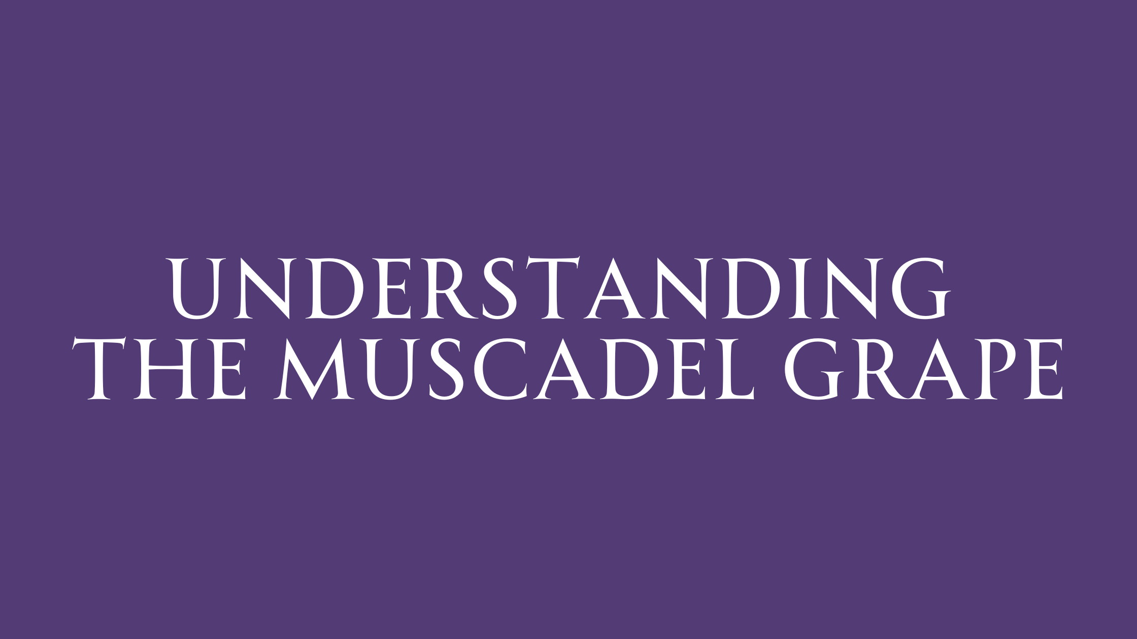Know Your Grapes: The Muscadel